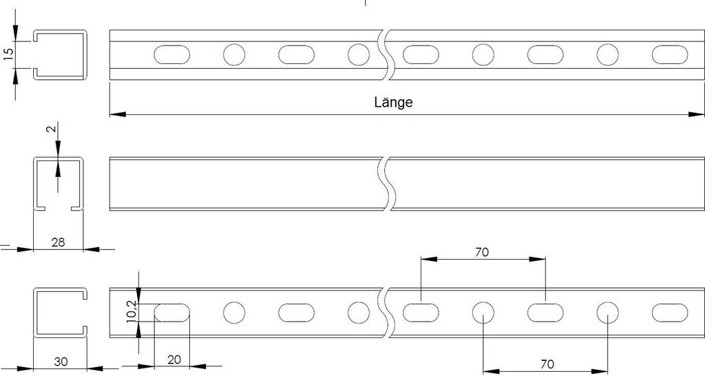 tecuro Montageschiene Typ 28/30 x 1000 mm x | Kaufland.de