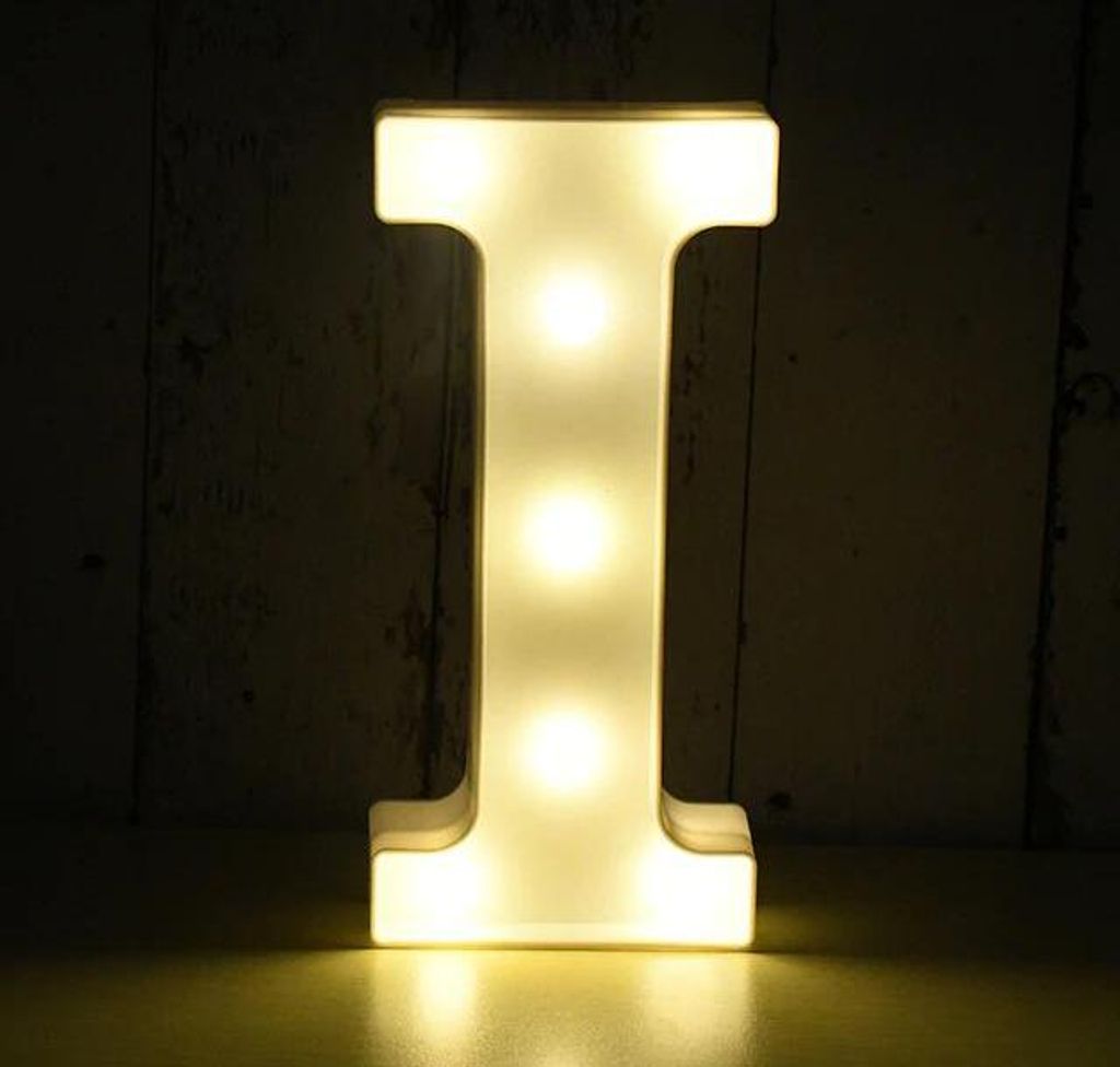 Lettera 3D illuminata a LED, lettera I da 22 cm