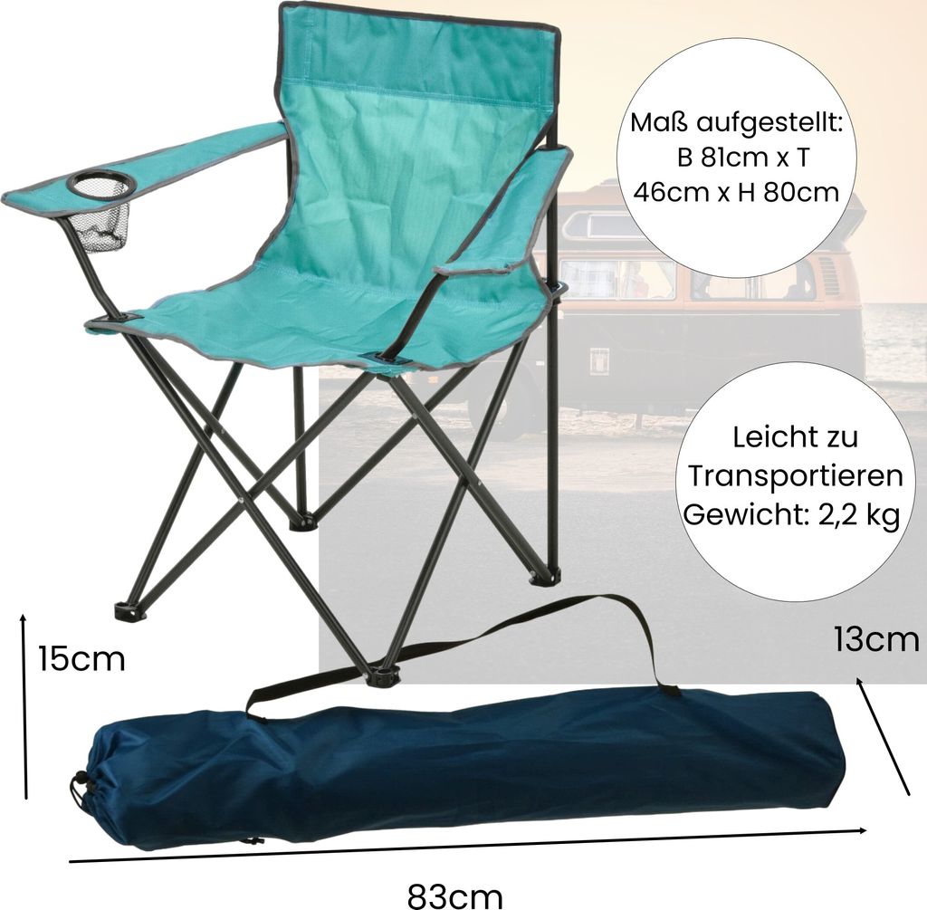 2x Strandstuhl Türkis faltbar einzeln oder im | Kaufland.de