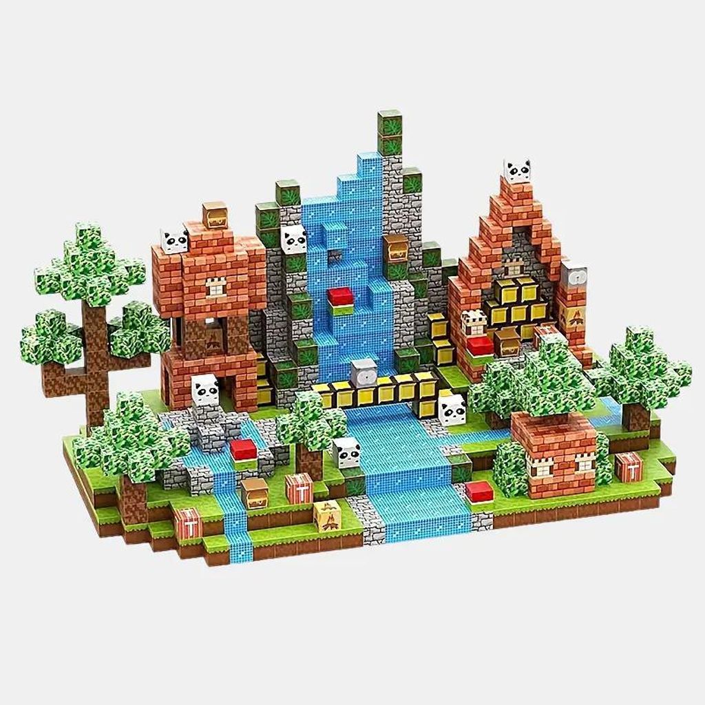 Magnetická sada kostek Minecraft 150ks + 3 figurky.