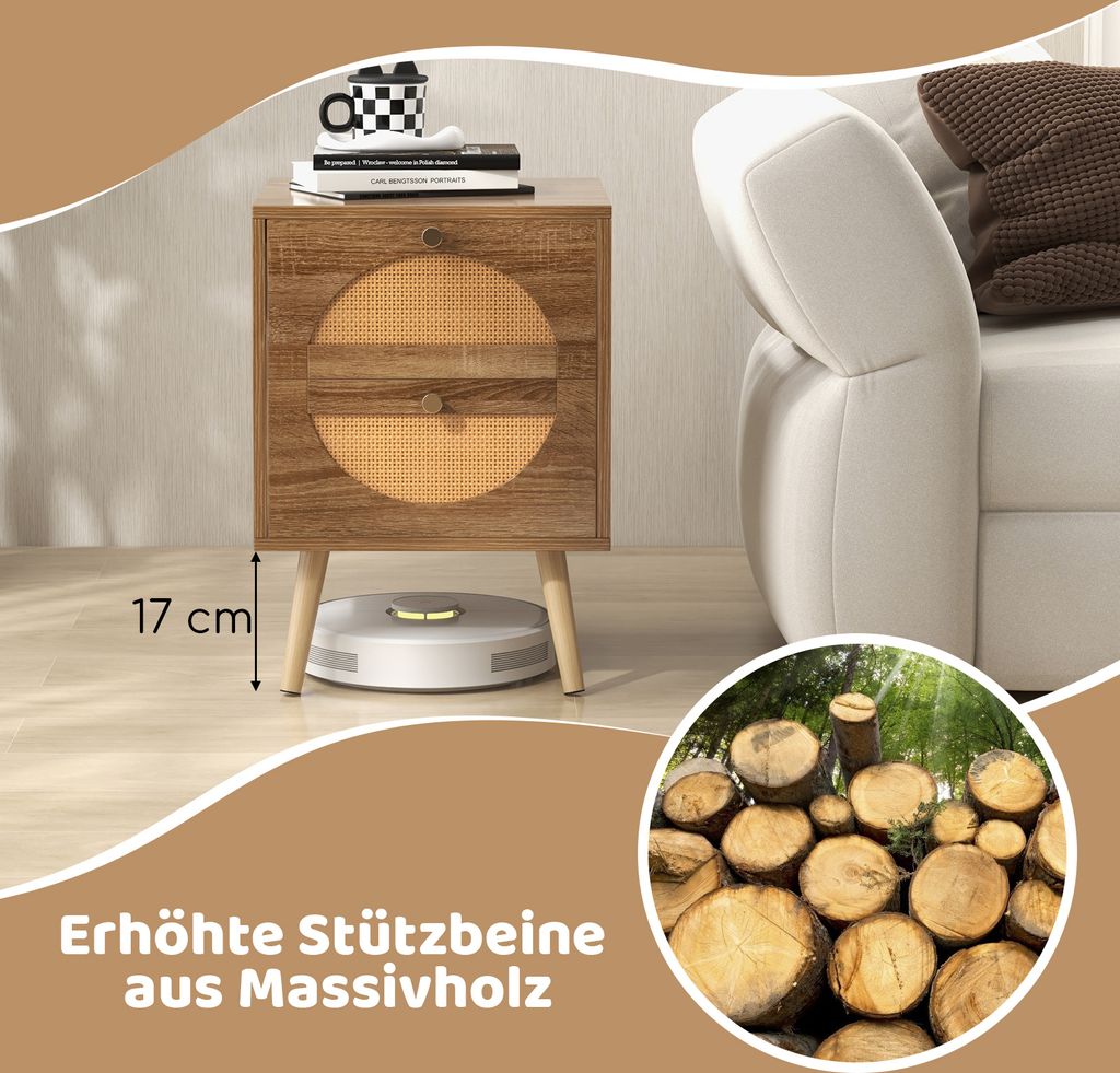 COSTWAY Nachttisch Rattan 2er Set, | Kaufland.de