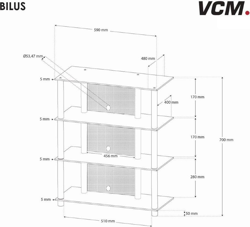 Hifi nábytek Rack Alu Glass Phono Media Rack | Kaufland.cz
