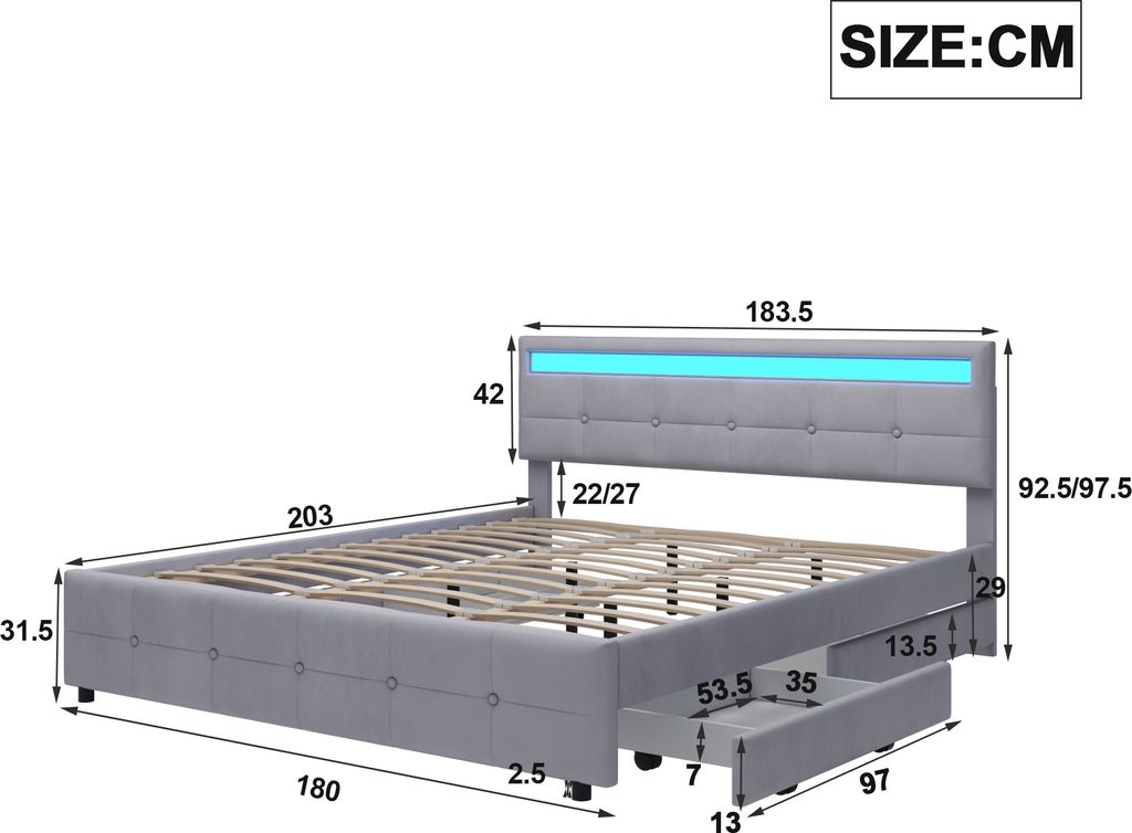 okwish Čalouněná postel 180 x 200 cm, | Kaufland.cz