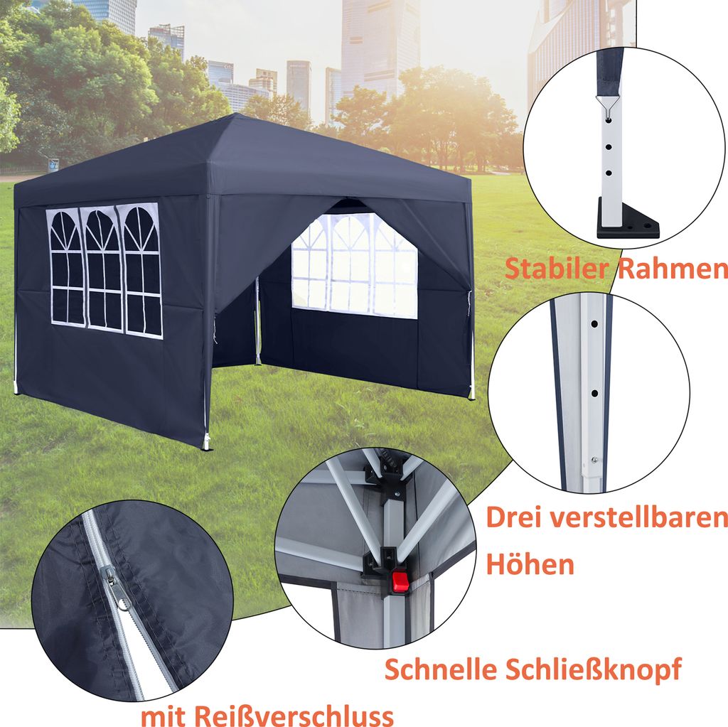 LZQ 3x3m Faltpavillon Pavillon Faltbar mit 4 | Kaufland.de