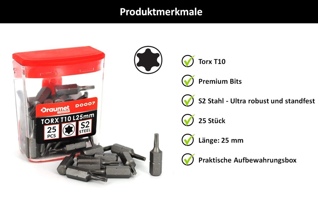 25 TORX T10 Bits aus S2 Stahl Schraubendreher | Kaufland.de