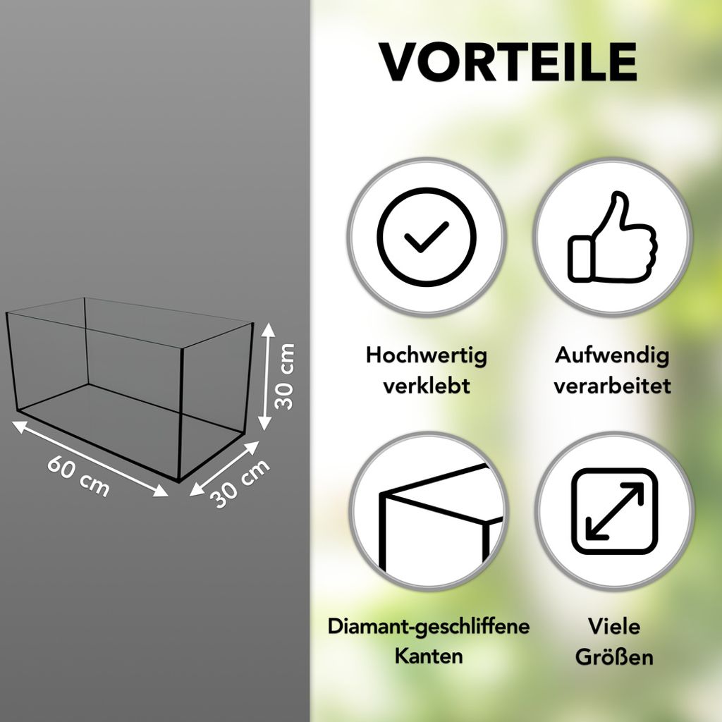 Aquarium Becken 60x30x30 cm 54 L Glas | Kaufland.de