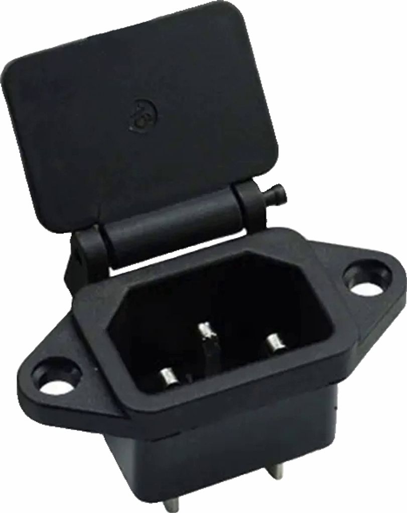 Kaltgeräte Einbau-Stecker Einbau-Buchse C-14 mit Abdeckung,