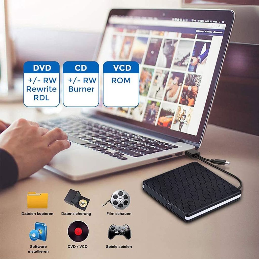 External DVD Drive, Amicool USB 3.0 Type-C CD | Kaufland.de