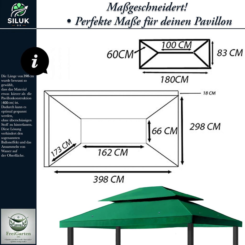 Ersatzdach Pavillon 3x4 Wasserdicht