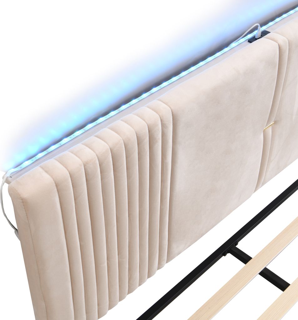 Čalouněná postel Merax 140x200 cm s LED | Kaufland.cz