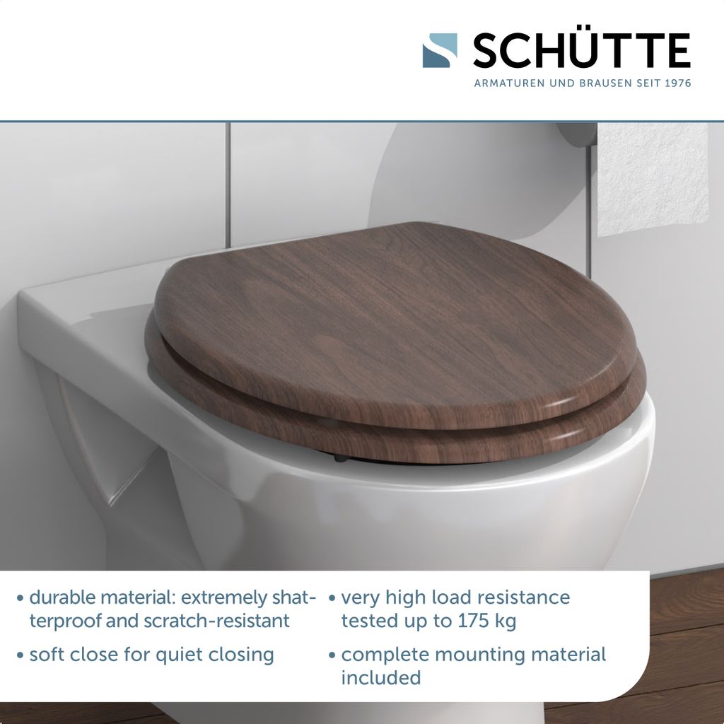 SCHÜTTE MDF WC prkénko DARK WOOD, WC prkénko | Kaufland.cz