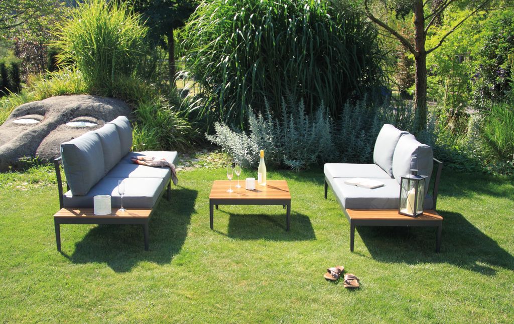 acamp lounge group Paros 4ks. šedá se stolem | Kaufland.cz