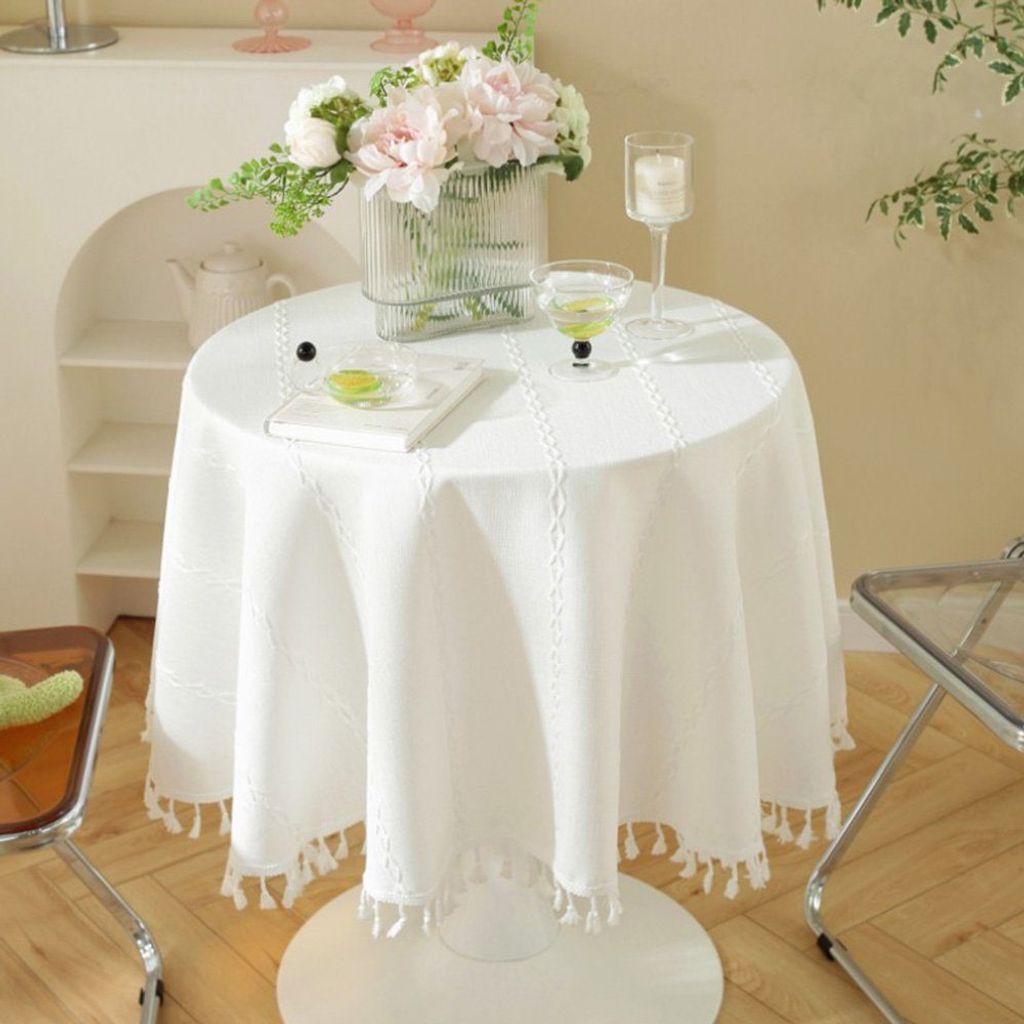 Baumwoll Tischdecke Wei