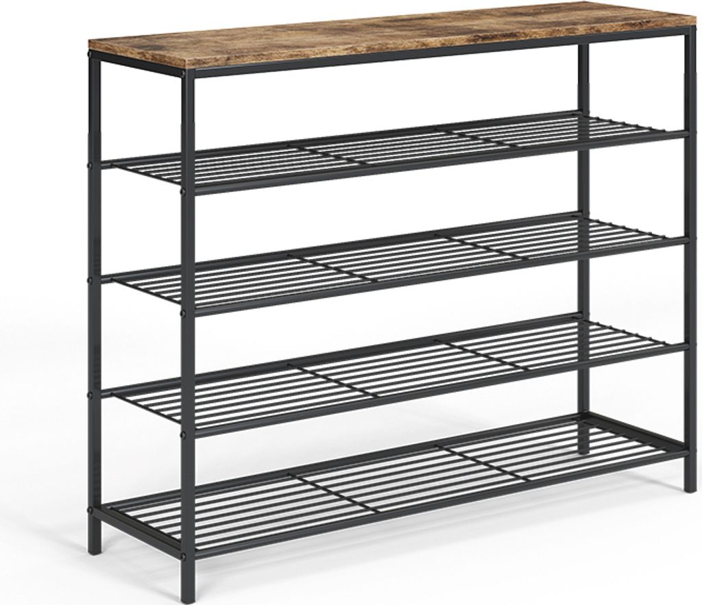 Vicco Schuhbank Fyrk, 100 x 80 cm, Eiche rustikal/Schwarz