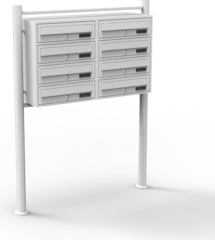 Wiltec 8 systém poštovních schránek bílý 945 x 270 x 1500