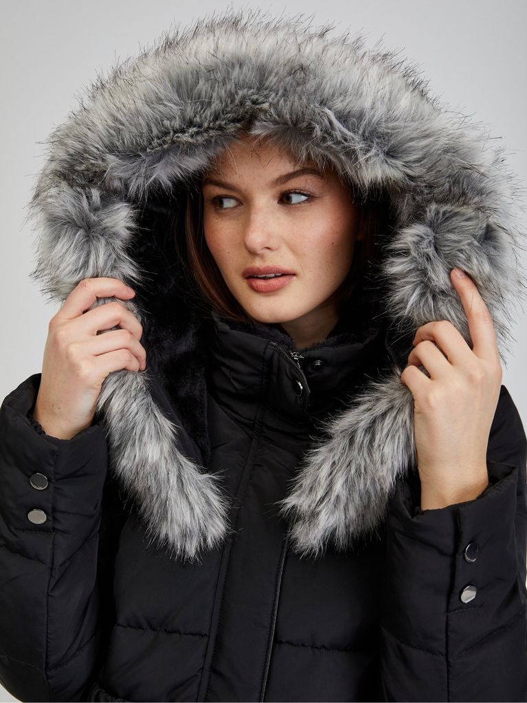 Schwarzer Damen Wintermantel mit Kapuze und | Kaufland.de