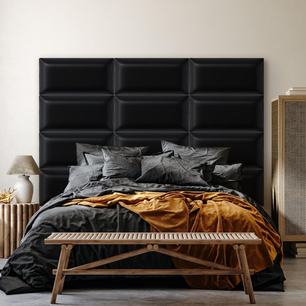 Čalouněný panel Obdélník 80 cm x 20 cm Černá | Kaufland.cz