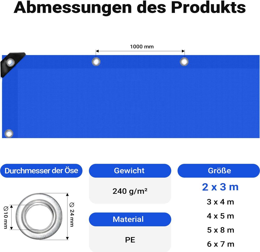 Wiltec wetterfeste Abdeckplane blau, | Kaufland.de