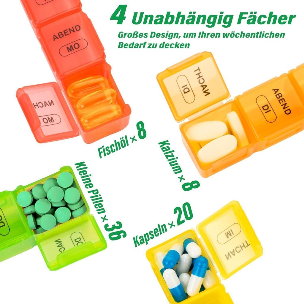 Tablettenbox 7 Tage Große Fächer Schwarz | Kaufland.de