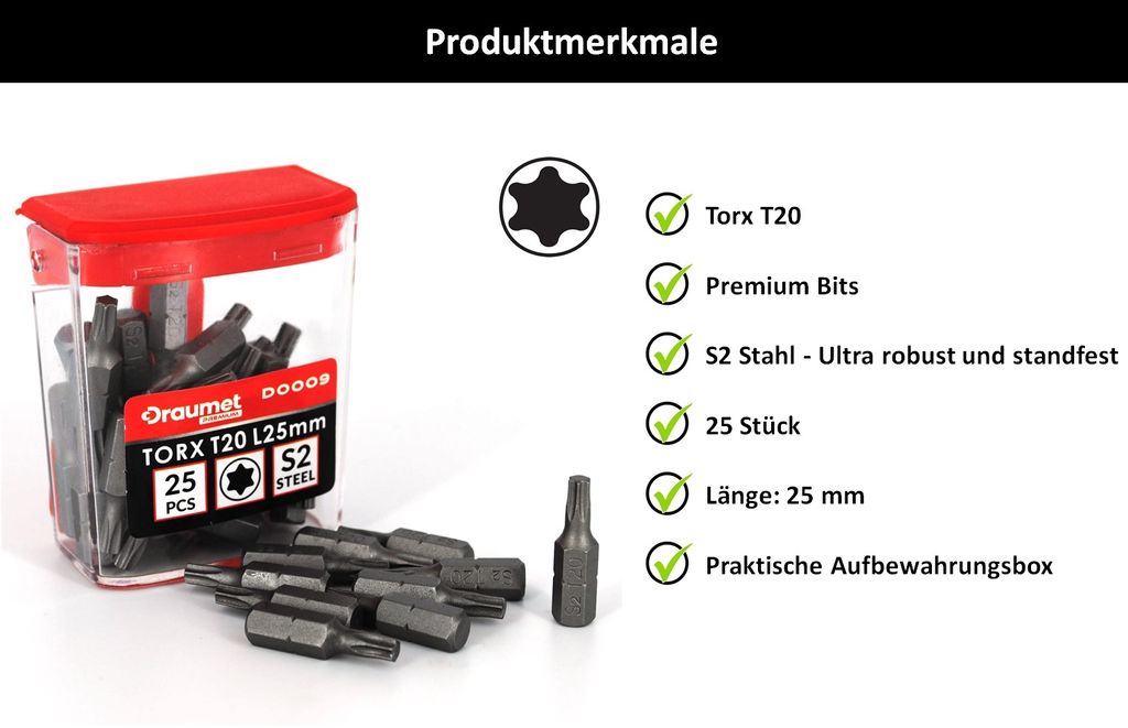 25 TORX T20 Bits aus S2 Stahl Schraubendreher | Kaufland.de