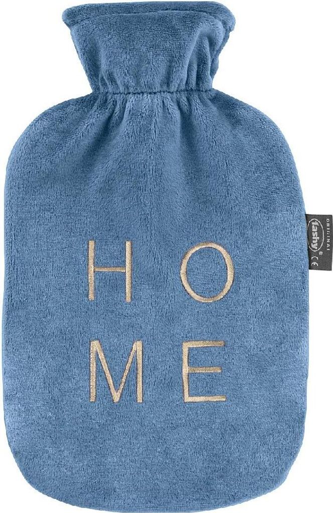 Fashy Wärmflasche 2 ltr. mit Flauschbezug bestickt blau