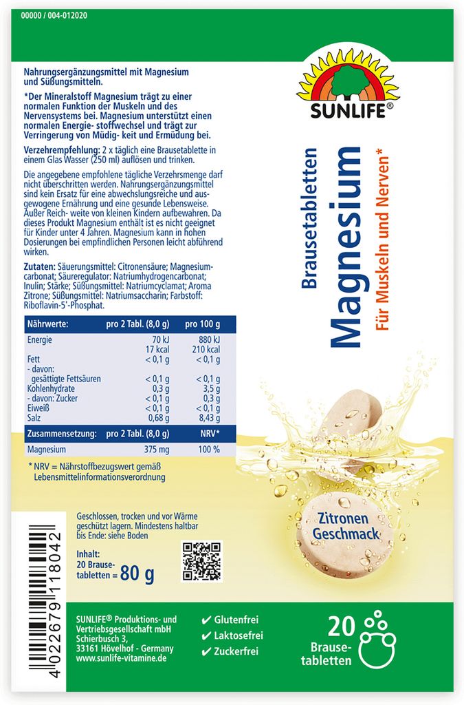 Sunlife Magnesium Brausetabletten 20 Stück | Kaufland.de