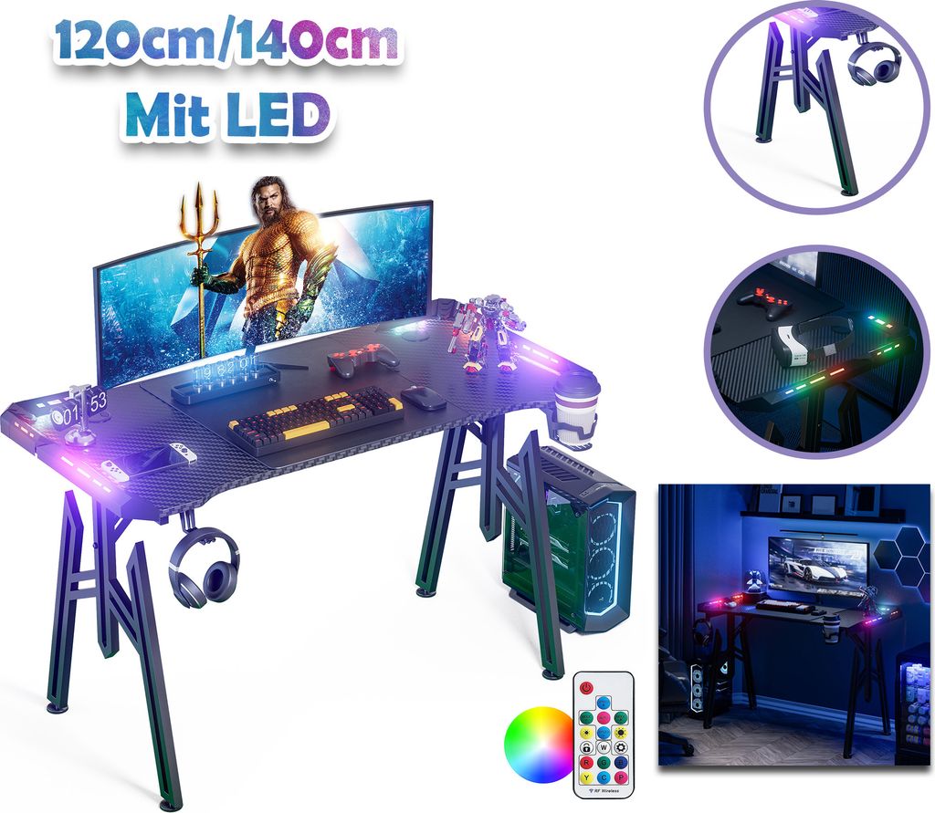 LARS360 M-Beinen Gaming Tisch mit LED, | Kaufland.de