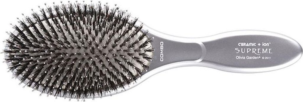 Olivia Garden Expert Care Oval Boar y Nylon Bristles Silver