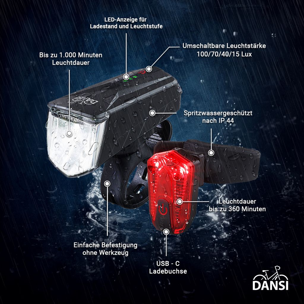 Dansi Fahrradleuchten-Set Vail 2 | Kaufland.de