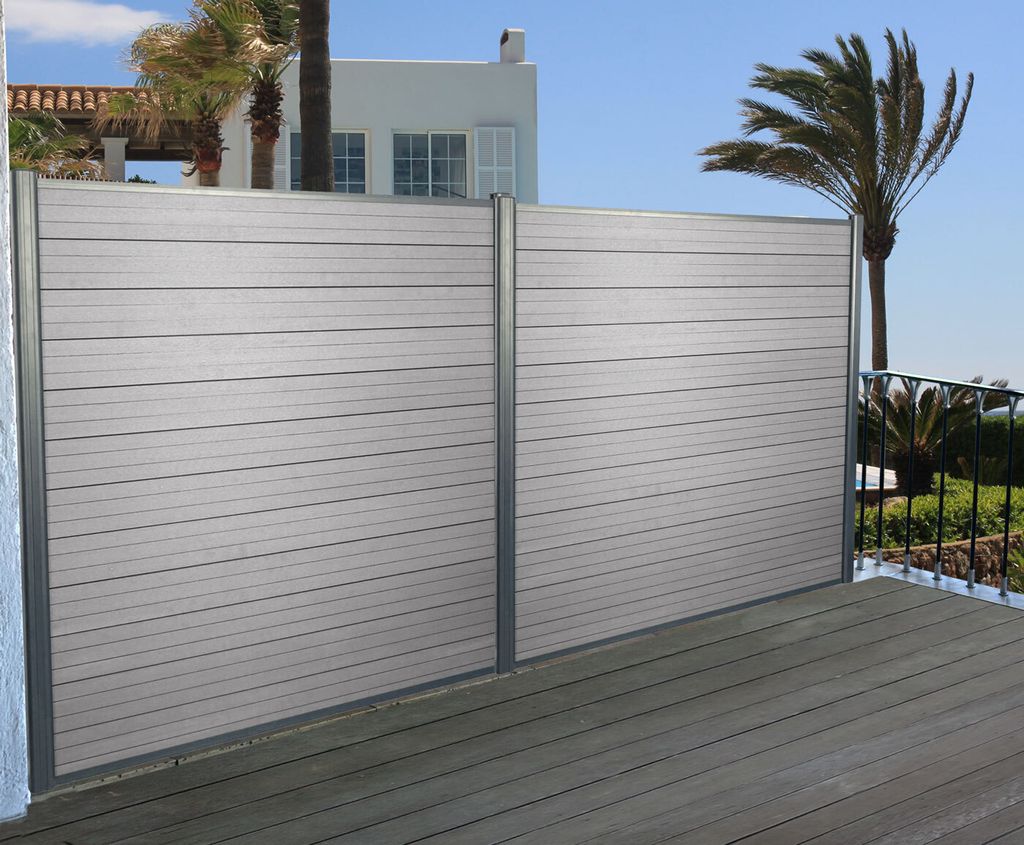 WPC zástena na ochranu súkromia Sarthe, vetrolam, hliníkové