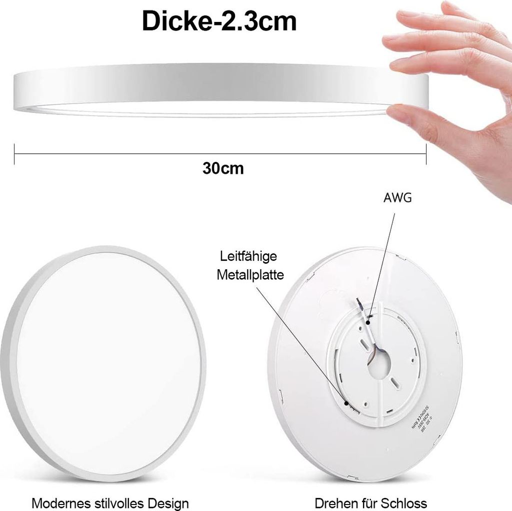 28W 30CM Led Deckenleuchte Weiß Dimmbar 3 | Kaufland.de