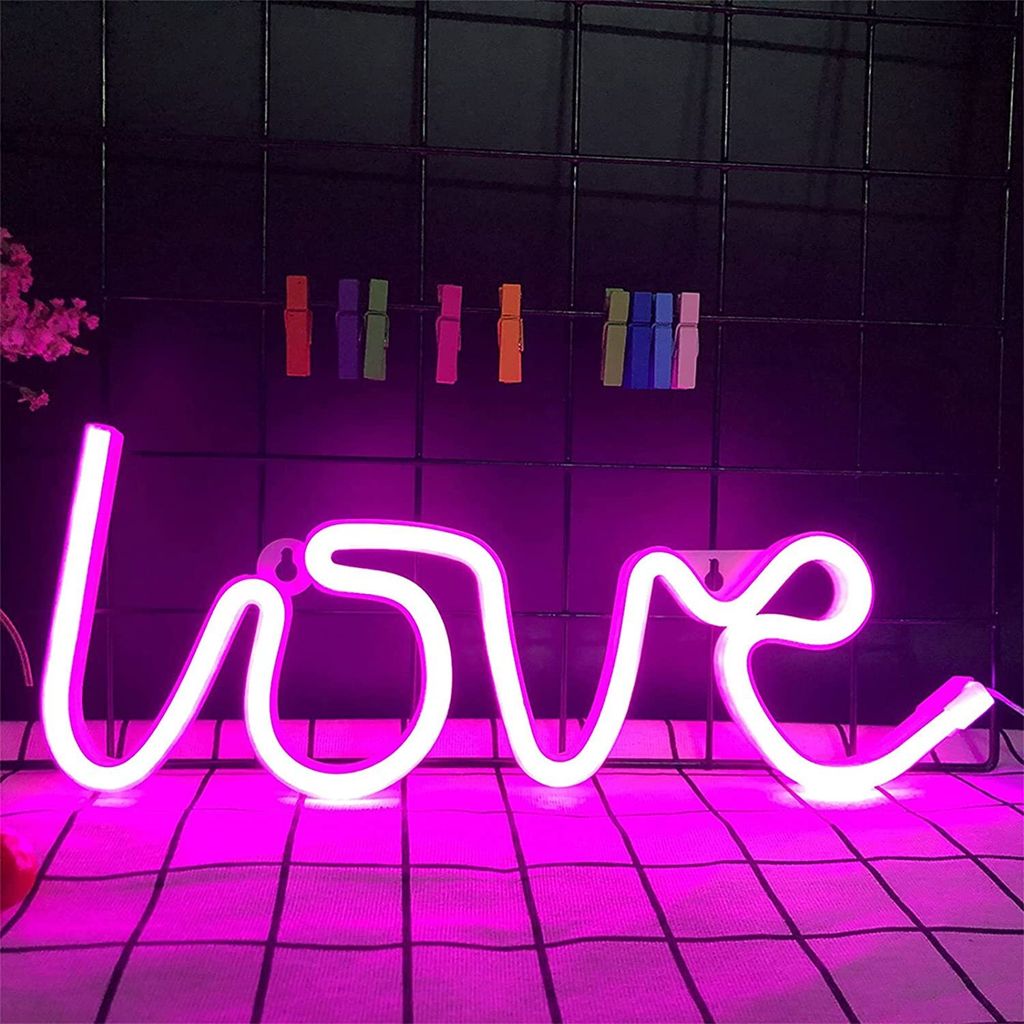 Dekorativní LED neon Love růžový Noční světla | Kaufland.cz