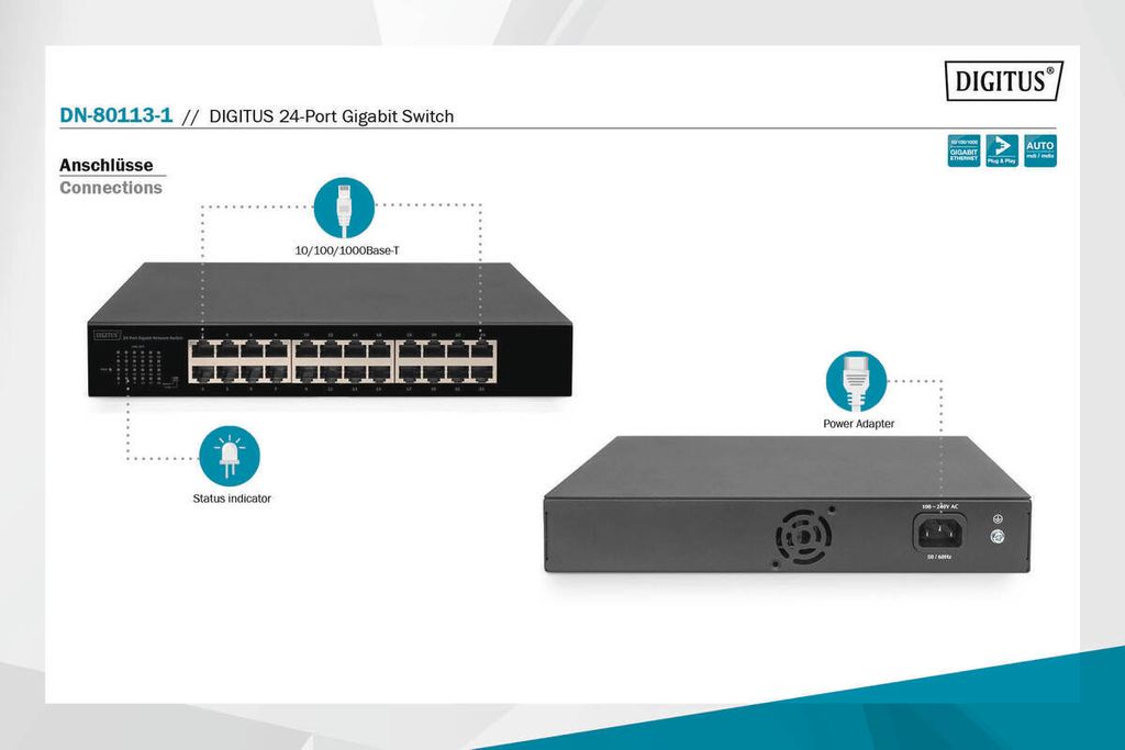 DIGITUS Switch 24-Port Gigabit schwarz | Kaufland.sk