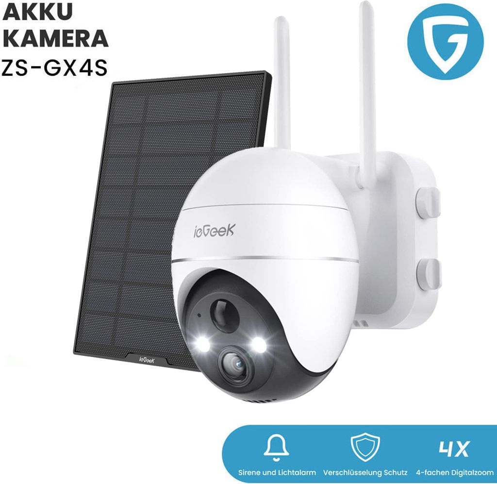 ieGeek 5MP Solar Überwachungskamera Außen Akku 335°|120°