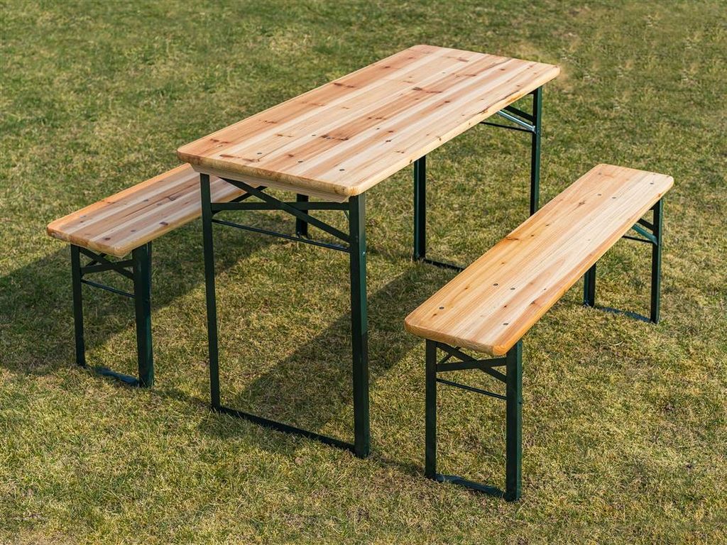 GLÜCKLICHES GRÜN Garten Bier Set 120 cm Bierzeltgarnituren