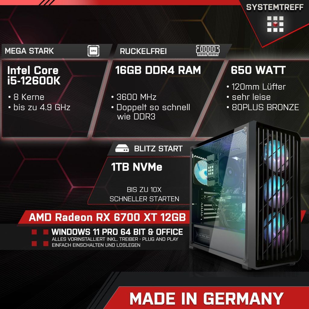 SYSTEMTREFF Gamer PC-System - Core i5 12600K | Kaufland.de