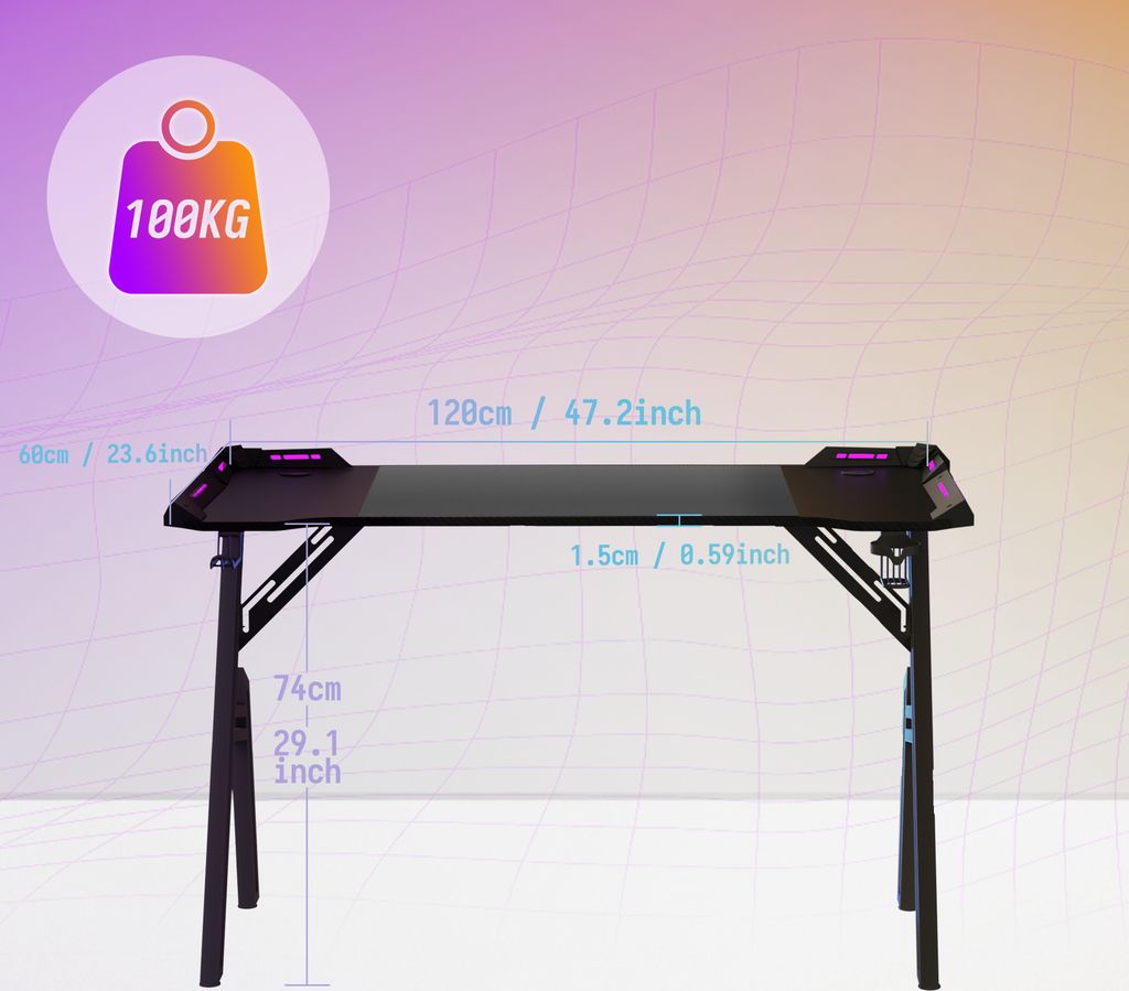 LZQ Gaming Tisch LED 120cm x 60cm, Gamer | Kaufland.de