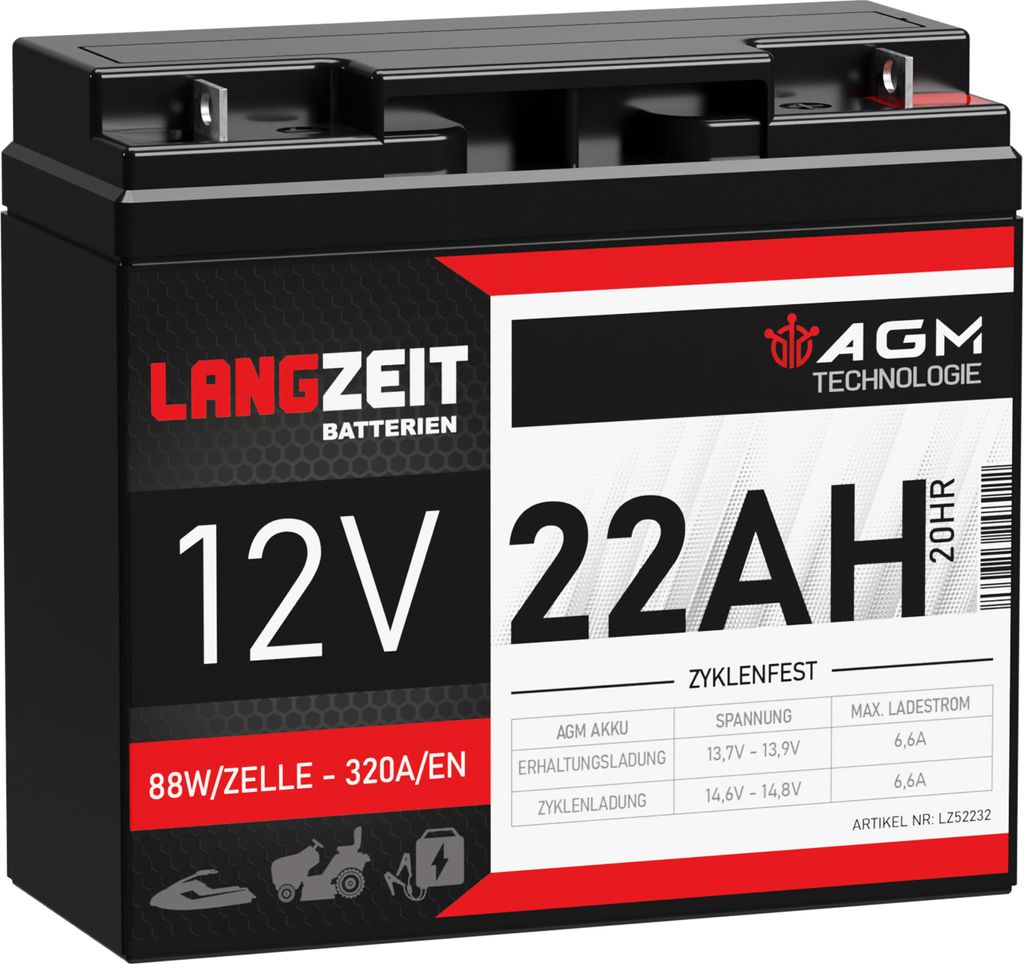 Langzeit AGM Akku 22Ah 12V Werkzeugakkus | Kaufland.de