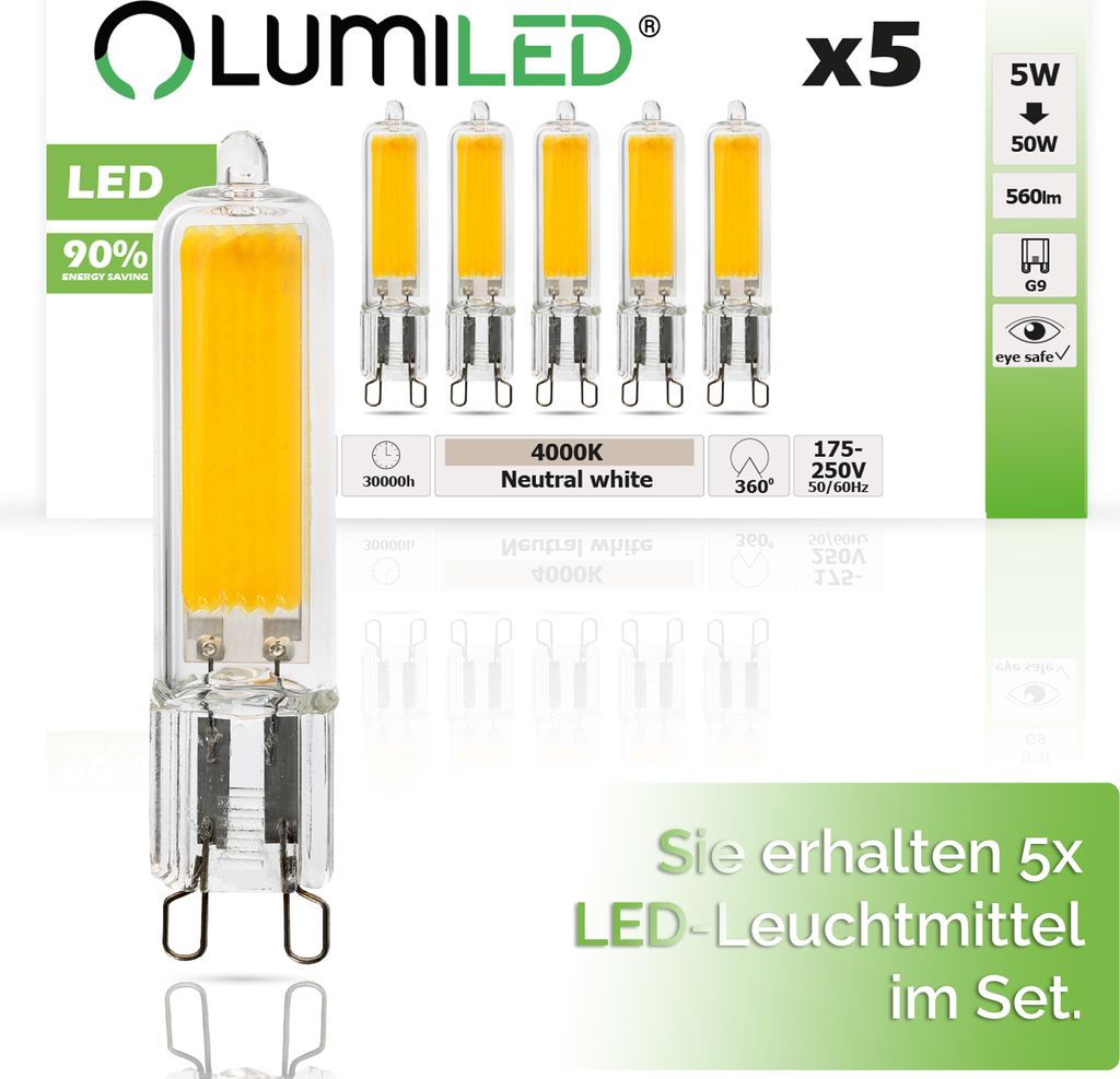 LUMILED LED Lampen G9 5er Set LEDs 5W = 50W | Kaufland.de