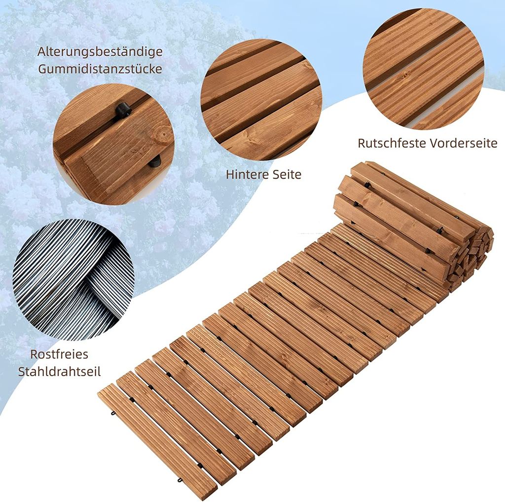 Gartenweg Holz Rollbar