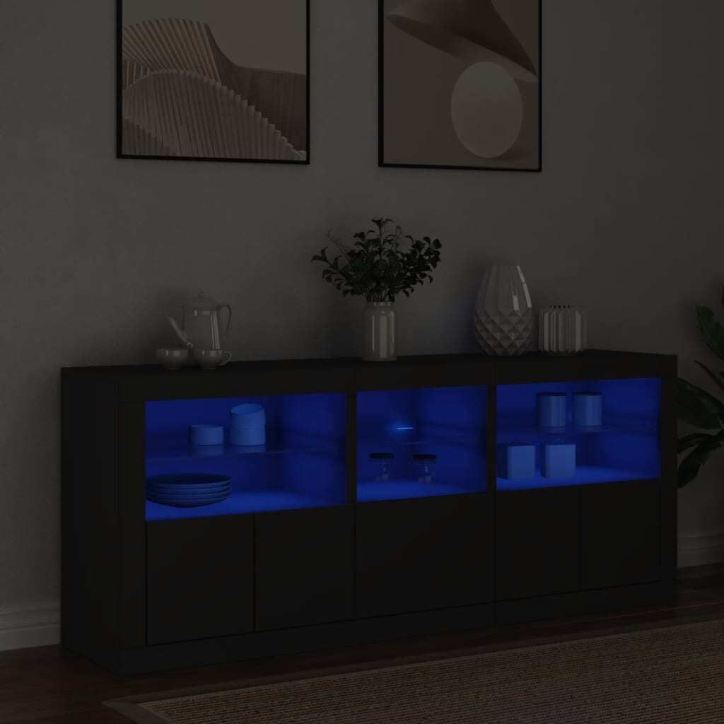 vidaXL Sideboard mit LED-Leuchten Schwarz | Kaufland.de