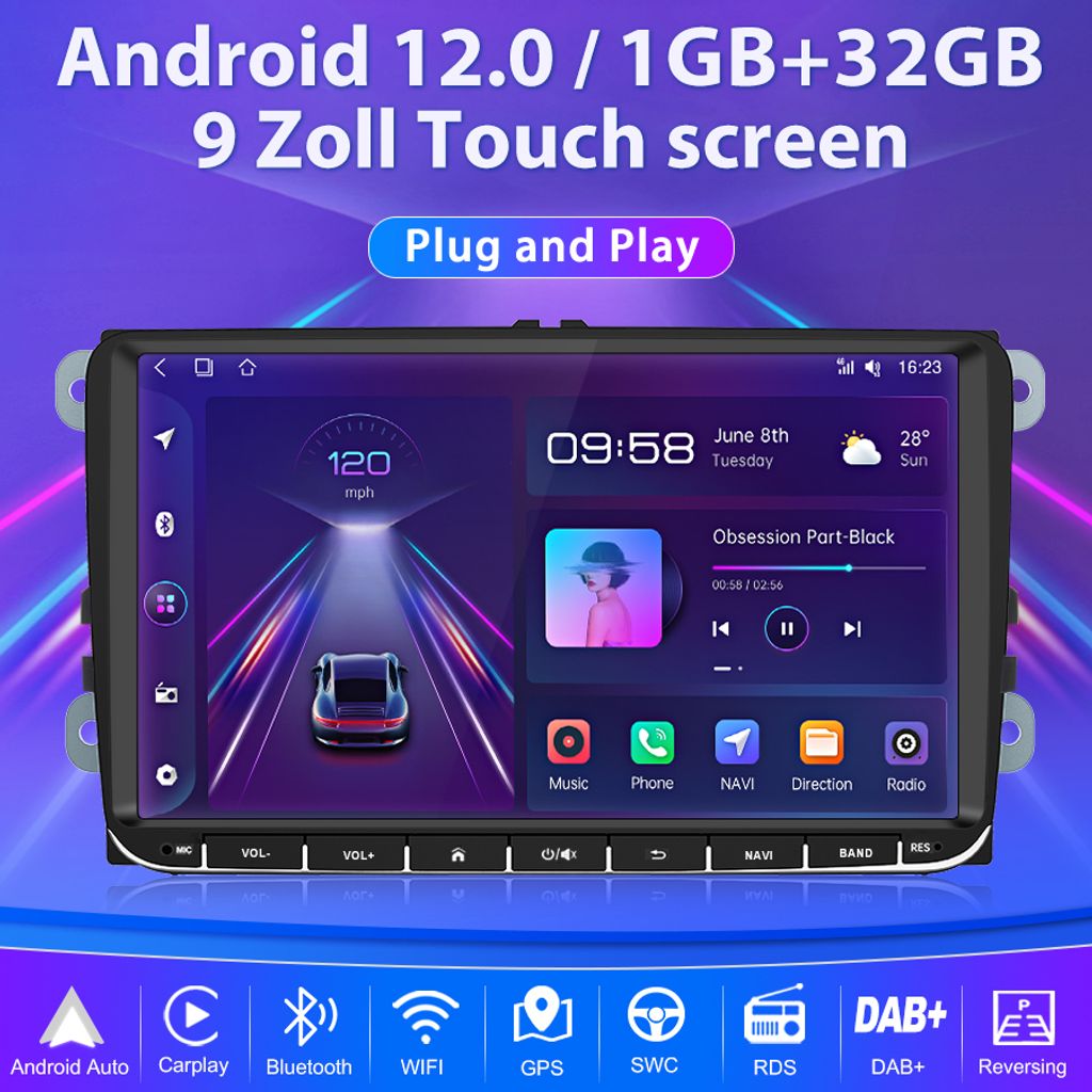 1+32G Android12 WIFI Autorádio 9''GPS NAVI BT | Kaufland.cz