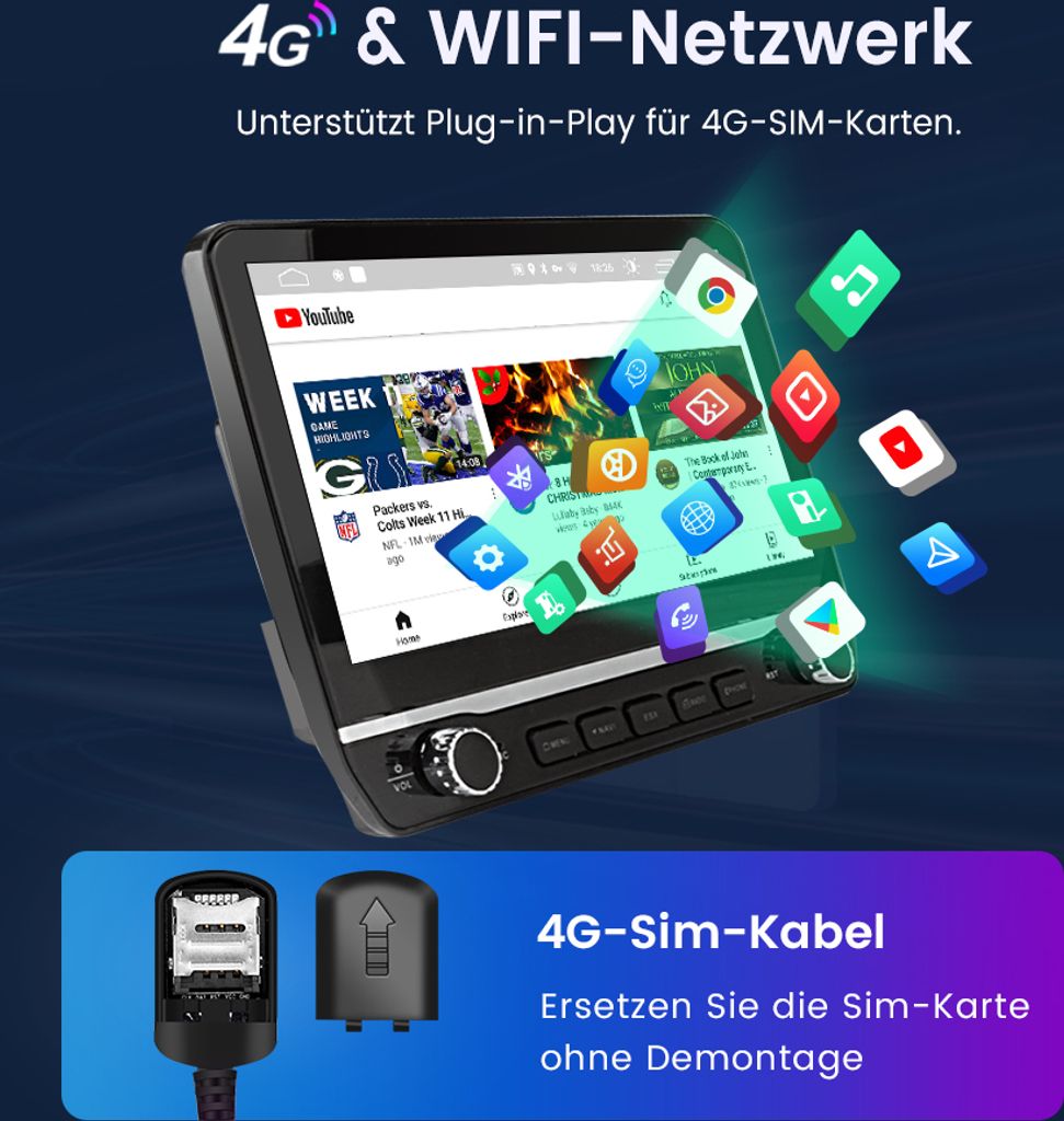 4+64G DAB 10.1''Carplay andriod13 8kern Für | Kaufland.cz