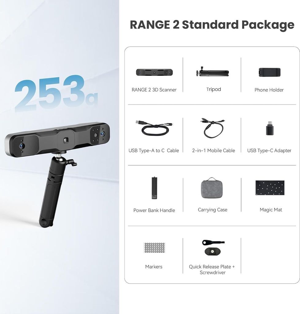 Revopoint Range 2, 3D skener, 0,1 mm vysoká | Kaufland.cz