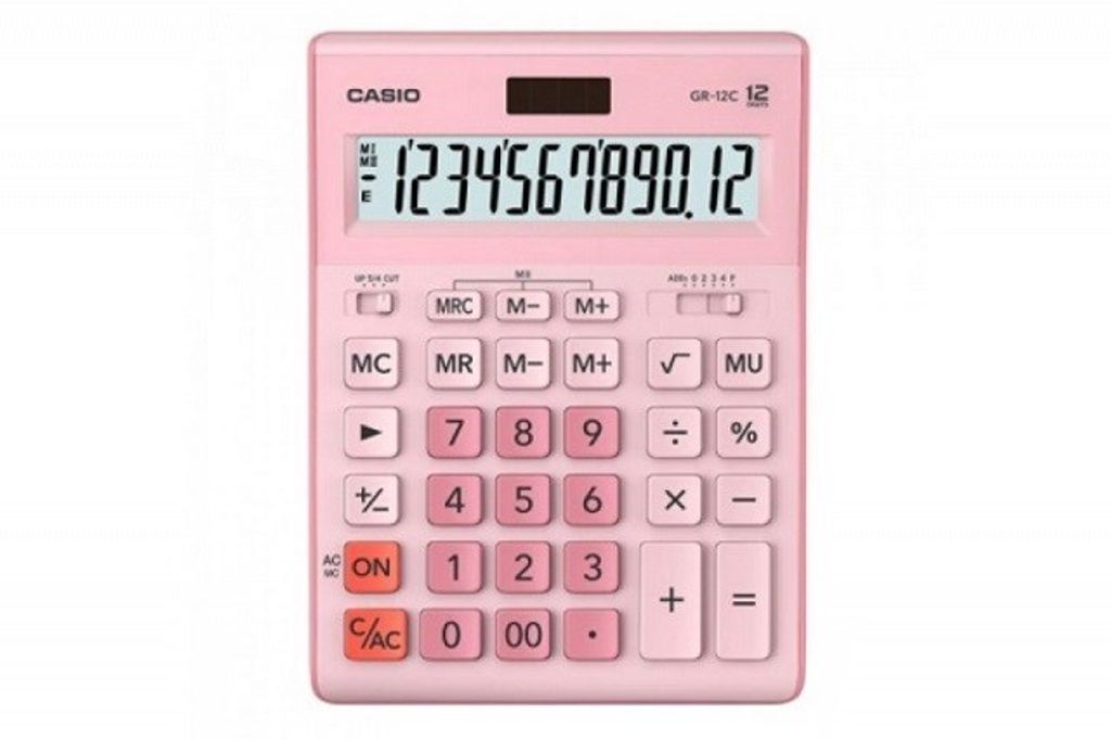 Casio Kalkulačka Gr-12C-Pk Kancelárska Ružová, 12-Ciferný