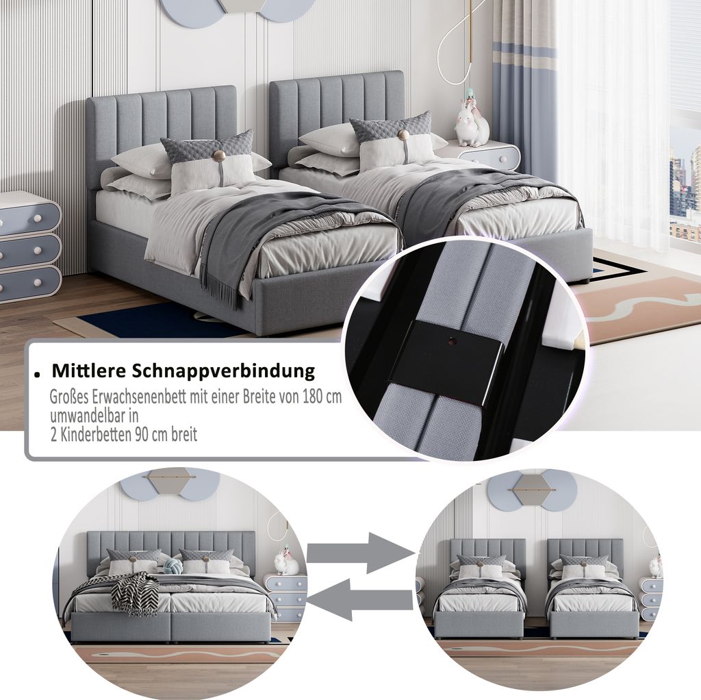 Merax čalouněná postel 180x200 cm, | Kaufland.cz