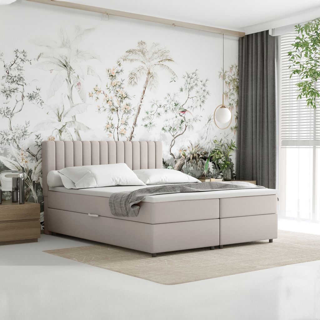 Boxspringbett 160x200 EVEREST, mit Topper, mit Bettkästen,