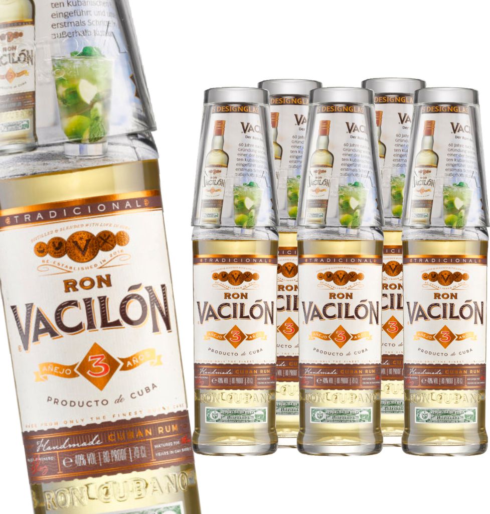 Ron Vacilón Añejo 3 Años se sklenicí SIX PACK Rum