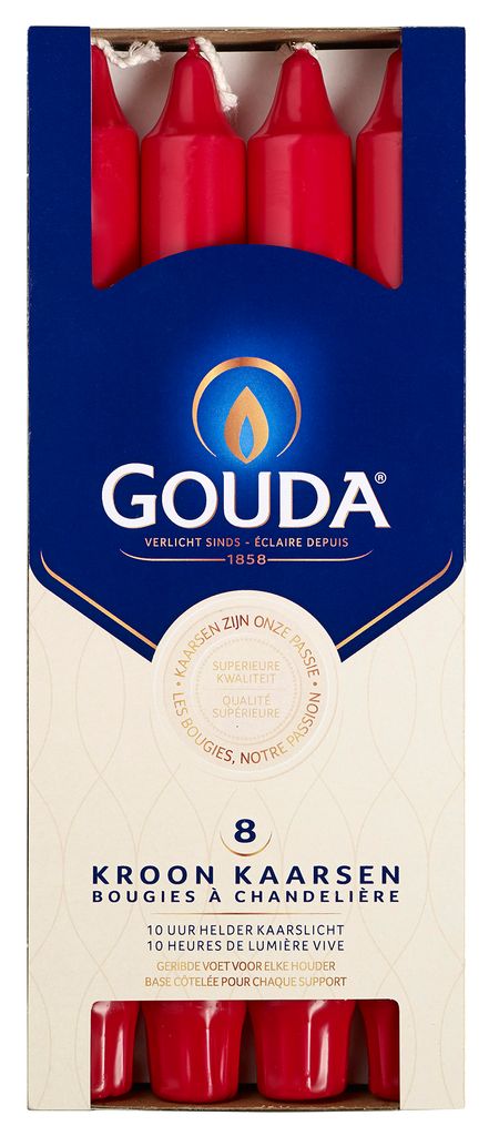 Gouda Dinner Candles Ruby Red 24 cm - 8 kusů | Kaufland.cz