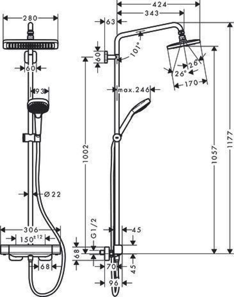 Hansgrohe Croma E Showerpipe 280 1jet Mit Kaufland De